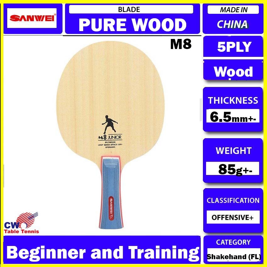 Sanwei M8 Blade ใบมีดปิงปองไม้ทั้งหมด Paddle Bat Ping Pong kayu การฝึก ...