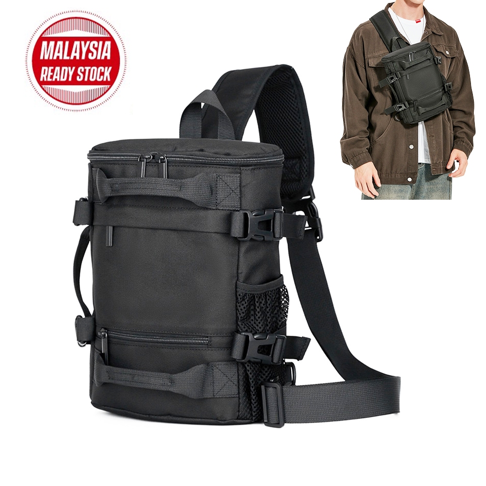 กระเป๋าคาดหน้าอกผู้ชายไนลอน Multi Function Beg Lelaki ความจุสูงกระเป๋า ...