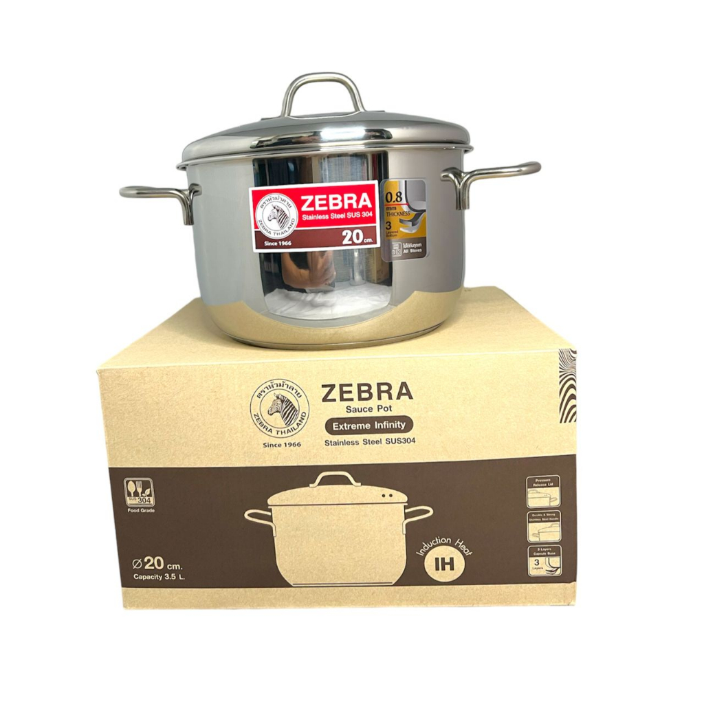 Zebra SUS304 EXTREME INFINITY หม้อซอสสเตนเลส 20 22 24 (ซม.) | Shopee ...
