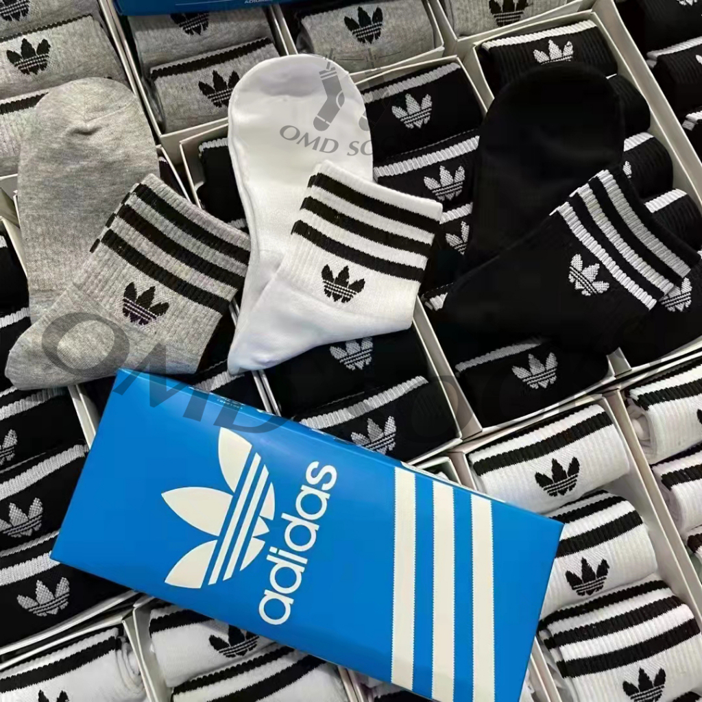 [5 Pasang] Stokin Adidas ถุงเท้าแฟชั่น ผ้าฝ้าย ถุงเท้ากีฬา ถุงเท้าวิ่ง ...