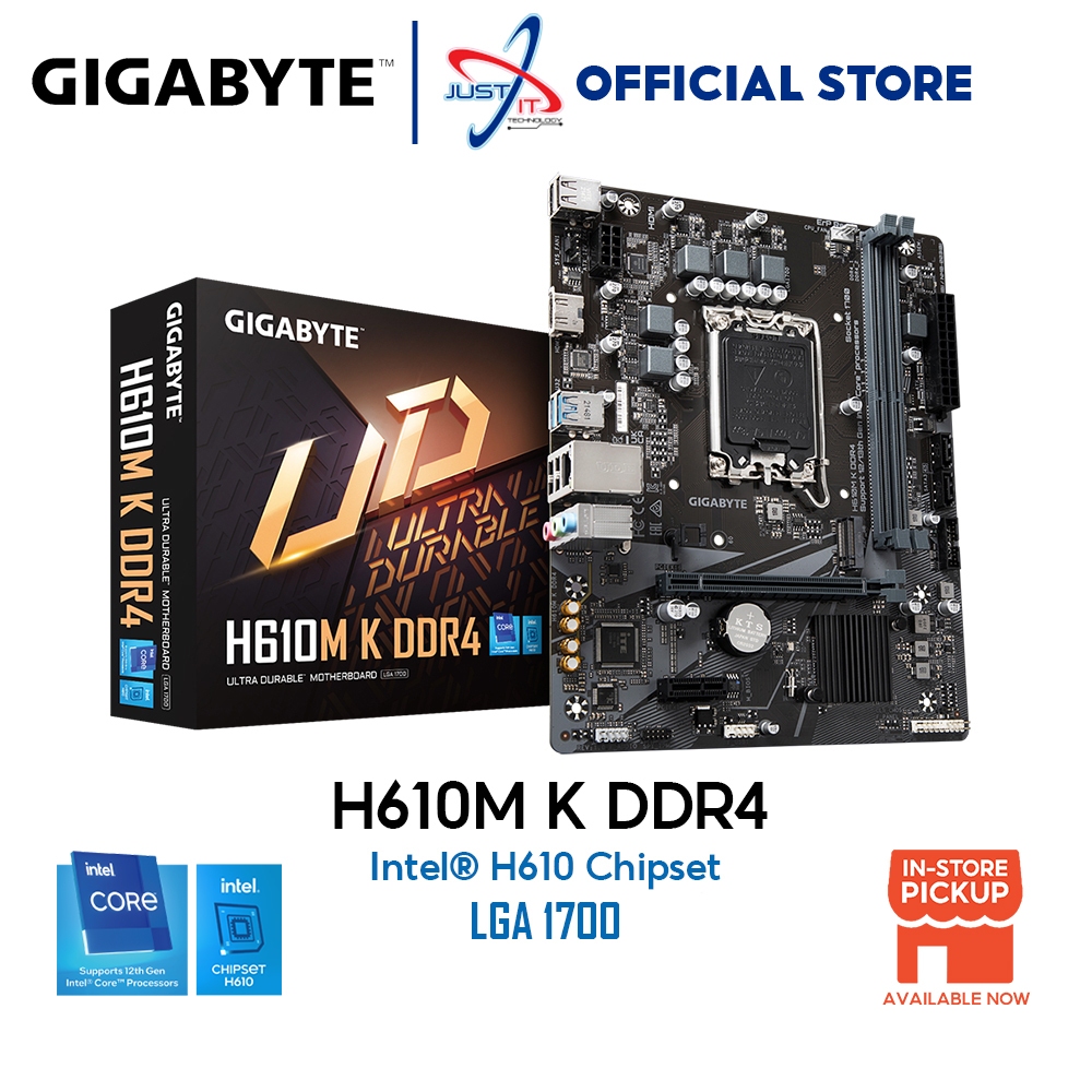 Gigabyte H610M K DDR4 LGA1700 เมนบอร์ดคอมโบ I3-13100 I3-12100 12100F ...