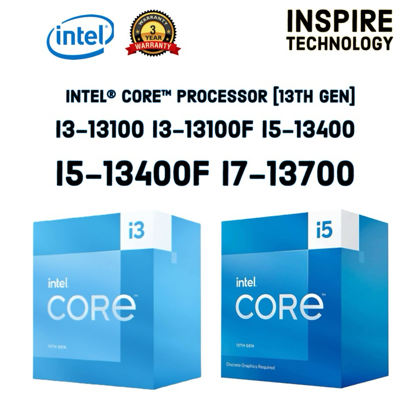 หน่วยประมวลผล Intel CoreTM [รุ่นที่ 13] i3-13100 i3-13100F i5-13400 i5 ...
