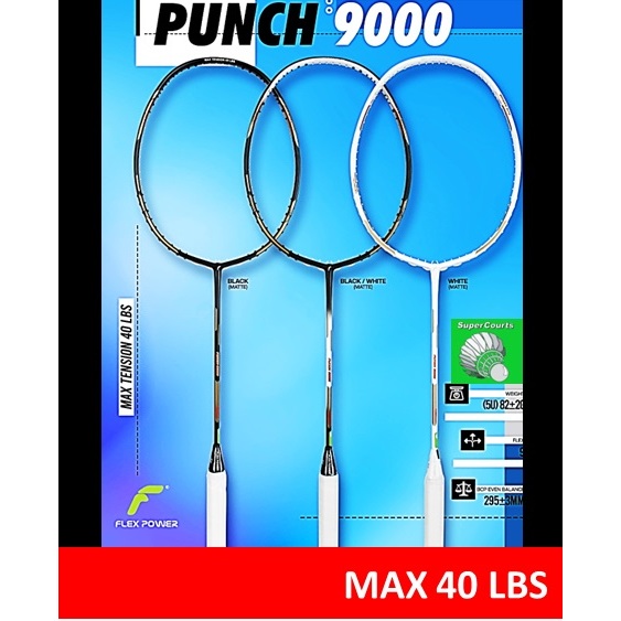 Flex TJ Power PUNCH 9000 FREE INSTALL STRING 4 ปม + ฟรี Overgrip ไม้ ...
