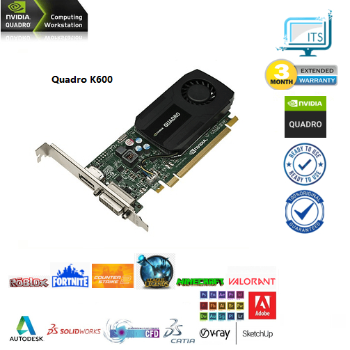 Nvidia Quadro K600 128 บิต, 1G DDR3 DVI - 4K DisplayPort 1.2 UEFI Professional Low-Profile ...