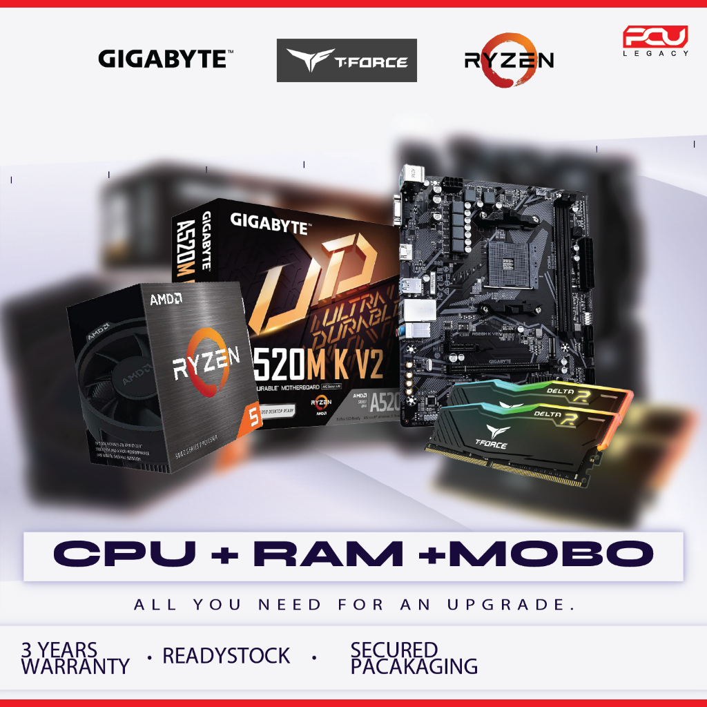 Pcu LEGACY AMD RYZEN CPU MOBO RAM COMBO SET / RYZEN 5 5500 5600X ...