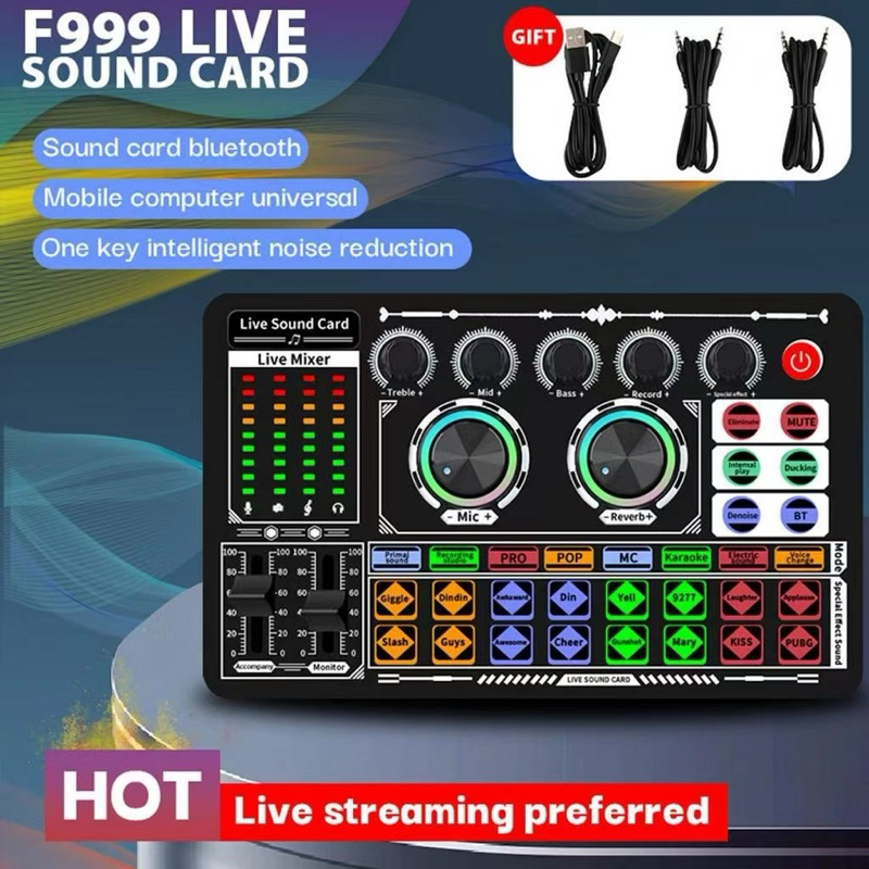 ใหม่ F999 F998 V8S BM800 การ์ดเสียงพร้อมไมโครโฟนเครื่องผสมเสียง ...