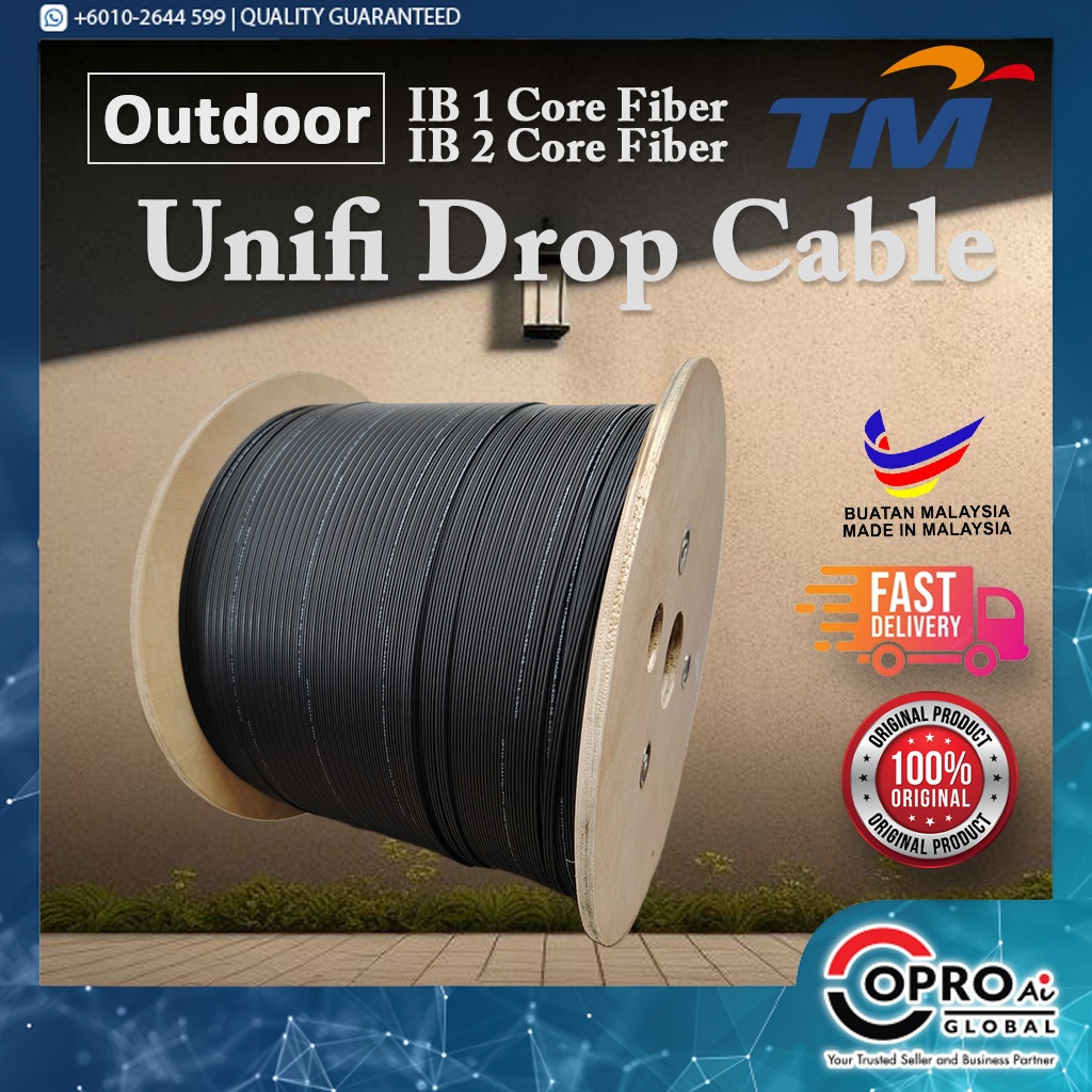 [G657 เกรด A1 ] TM Test Pass Outdoor 1 & 2 Core Fiber Drop Cable/Unifi ...
