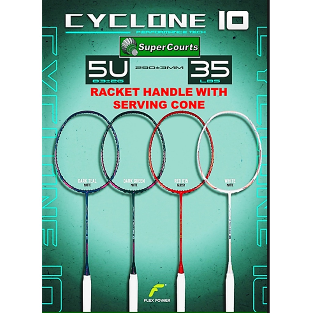 Racket Handle พร้อมกรวยเสิร์ฟFlex Power (35 LBS) CYCLONE 10 ไม้ ...