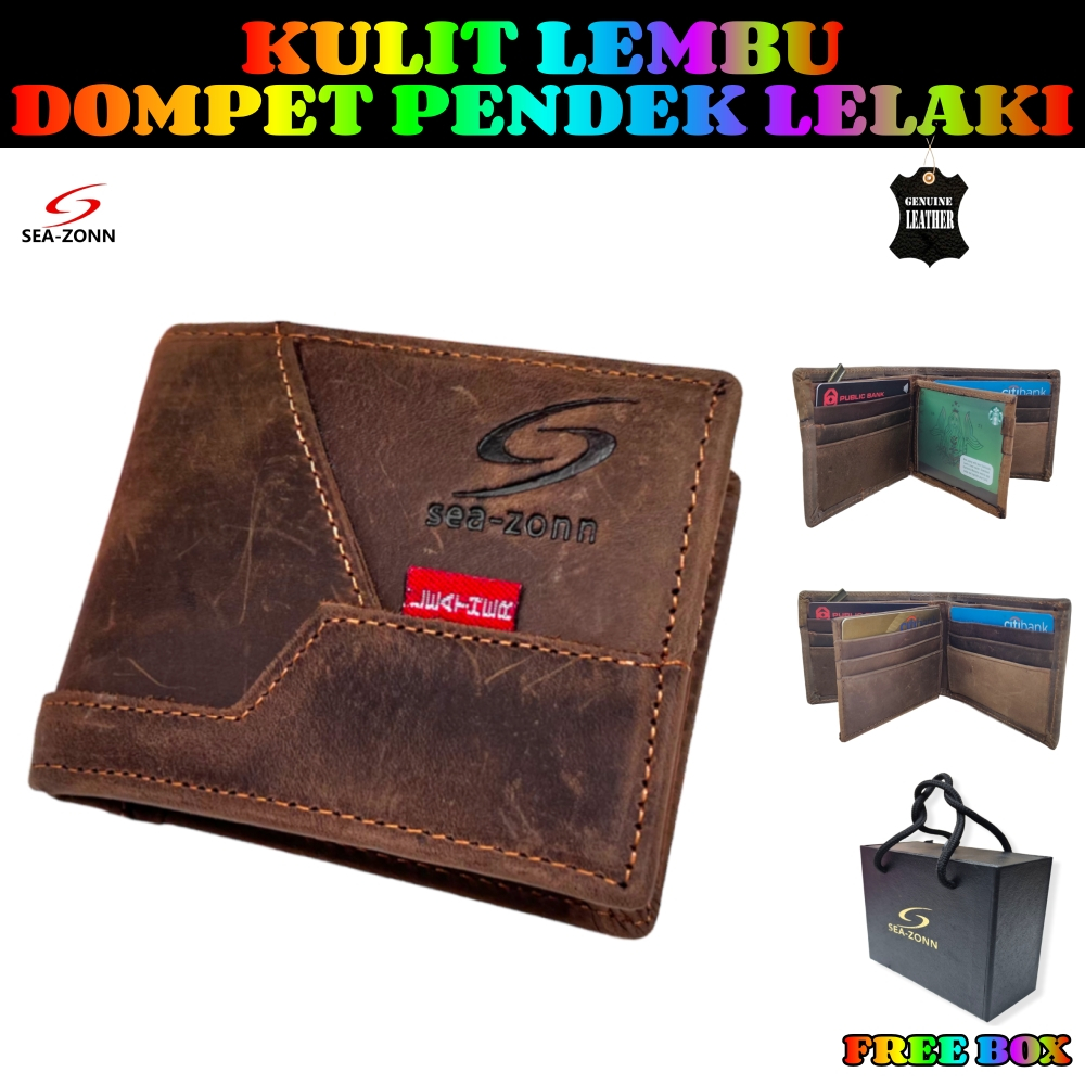 Seazonn DOMPET PENDEK KULIT LEMBU DOMPET BEG DUIT LELAKI กระเป๋าสตางค์ ...