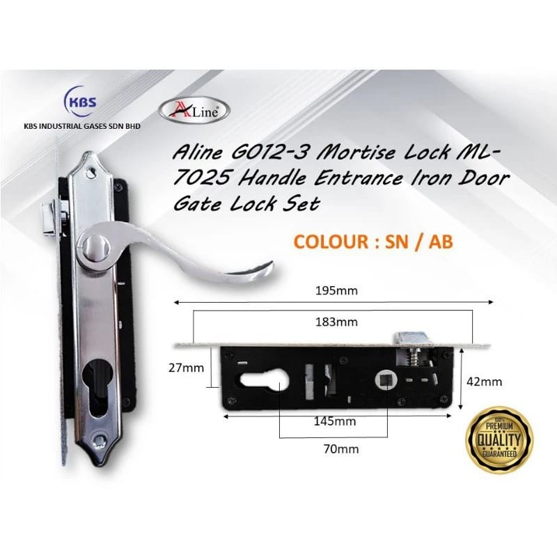 Aline G012-3 Mortise Lock ML-7025 ชุดล็อคประตูทางเข้าประตูเหล็ก ...
