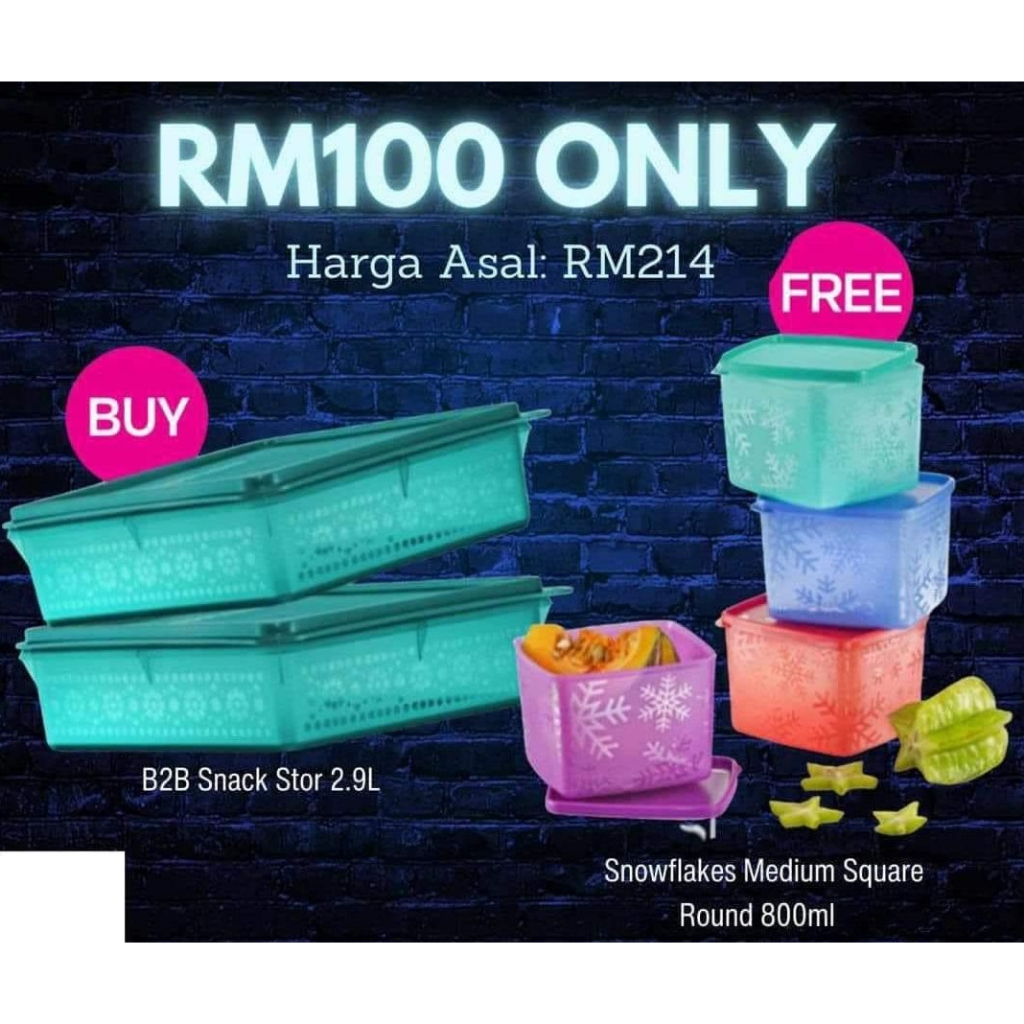 Tupperware ขนมโมเสค ทรงกลม ขนาดกลาง (2) 2.9 ลิตร พร้อมเกล็ดหิมะ 4 ชิ้น) 800 มล. 1 ชุด | Shopee ...