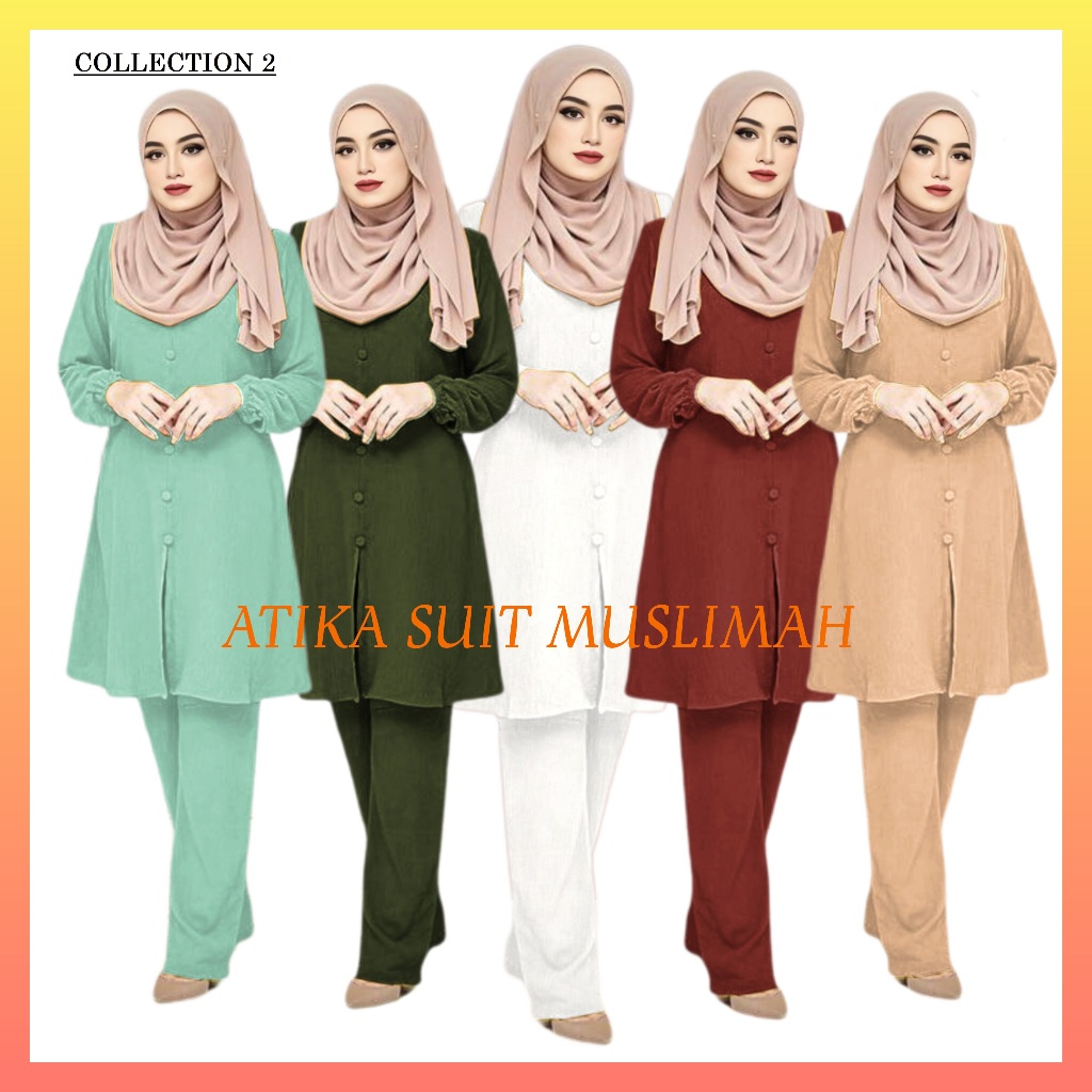 Col.2 - ATIKA SUIT MUSLIMAH IRONLESS, ADA POCKET, PLUS SIZE, เสื้อเบลา ...