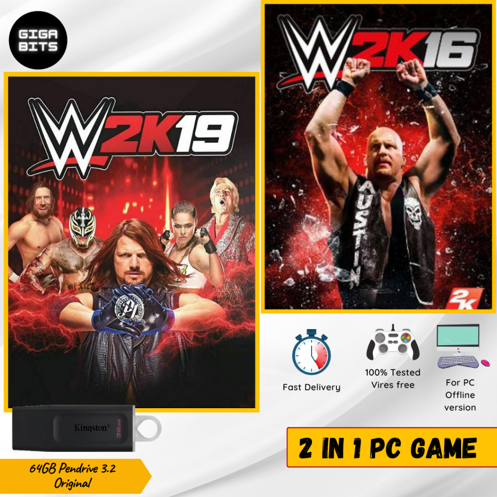 Wwe 2K19 WWE 2K16 + DLCs PC เกม 64GB ติดตั้งเพนไดรฟ์ สําหรับ Windows PC ...