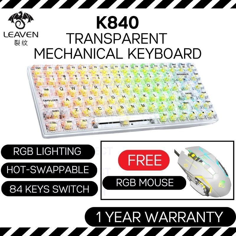 ขายดี คีย์บอร์ดเล่นเกม 84 คีย์ LEAVEN RGB K840 มีสาย | Shopee Thailand