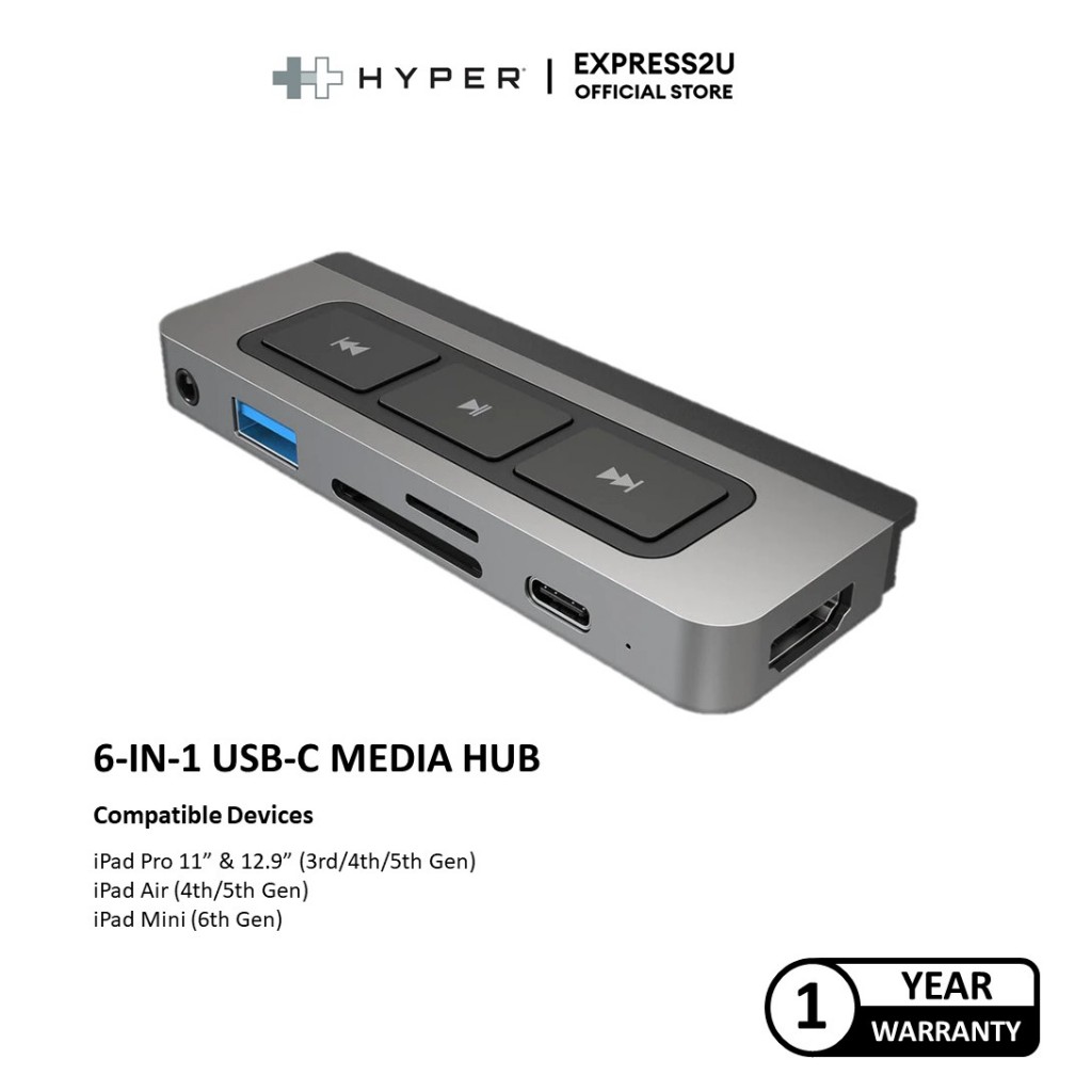 HYPERDRIVE 6-IN-1 USB-C MEDIA HUB | Shopee Thailand