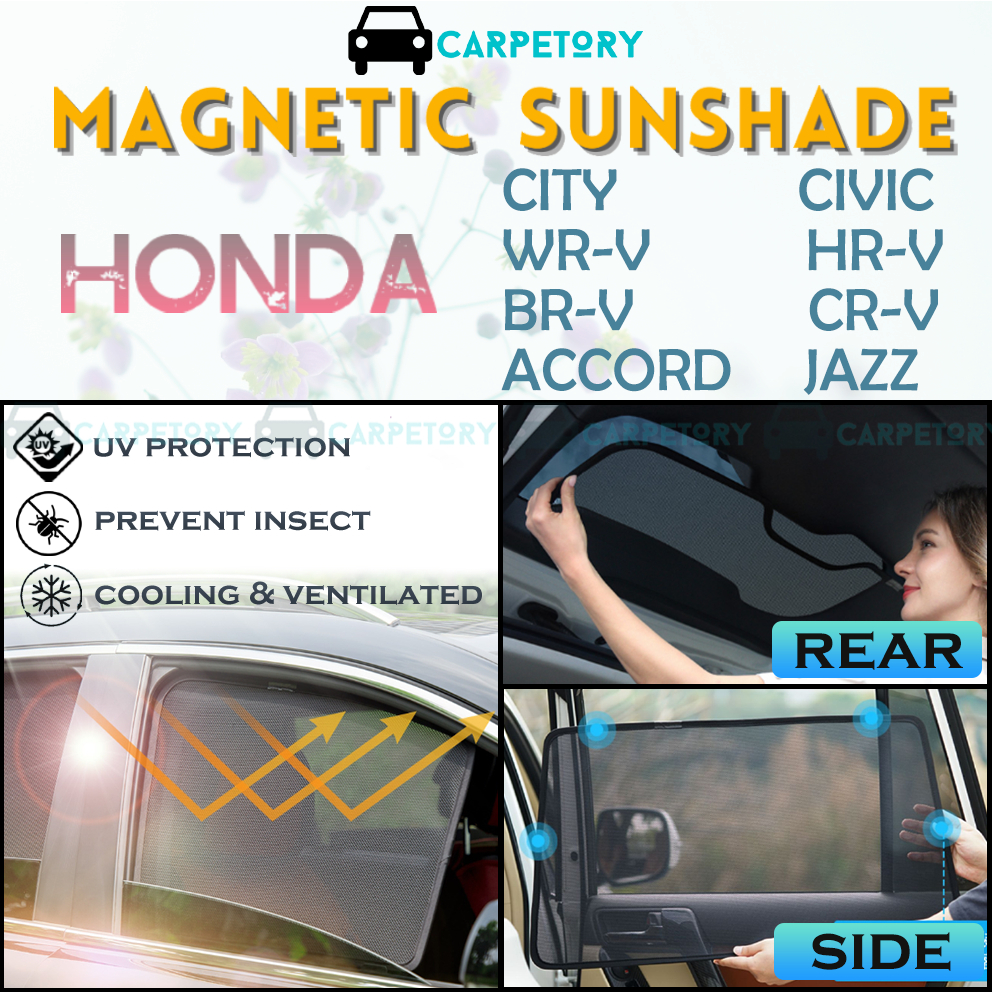 ม่านบังแดดแม่เหล็ก ด้านหลัง สําหรับ Honda City Civic FC FD FE FB CRV BRV HRV CR-Z CR-V BR-V HR-V ...