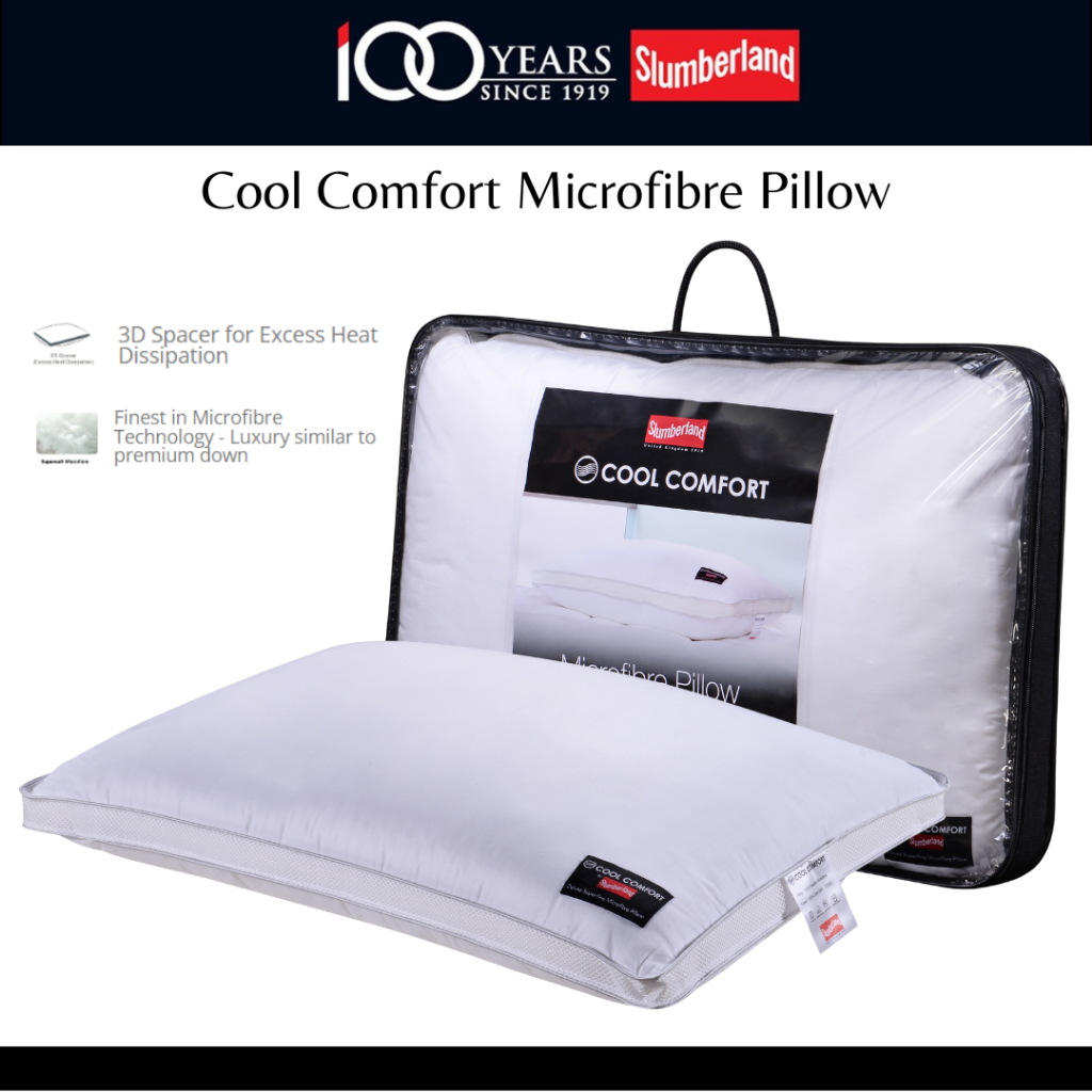 Slumberland Cool Comfort Microfibre หมอน Microfibre Cover ผ้าฝ้าย 100% ...