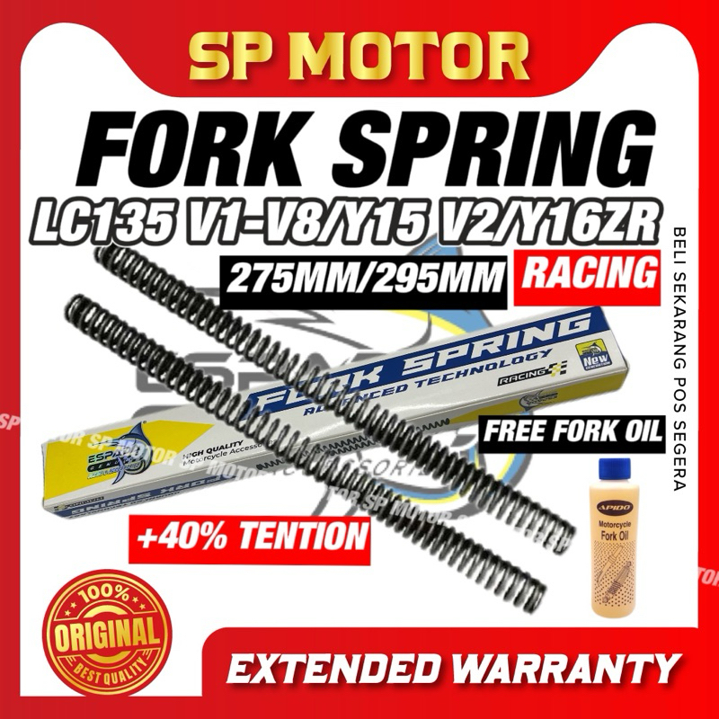 Yamaha LC135 V1-V8 / Y15 V2 / Y15ZR V2 / Y16ZR RACING FORK SPRING SET 275MM 295MM (ฟรี FORK OIL ...