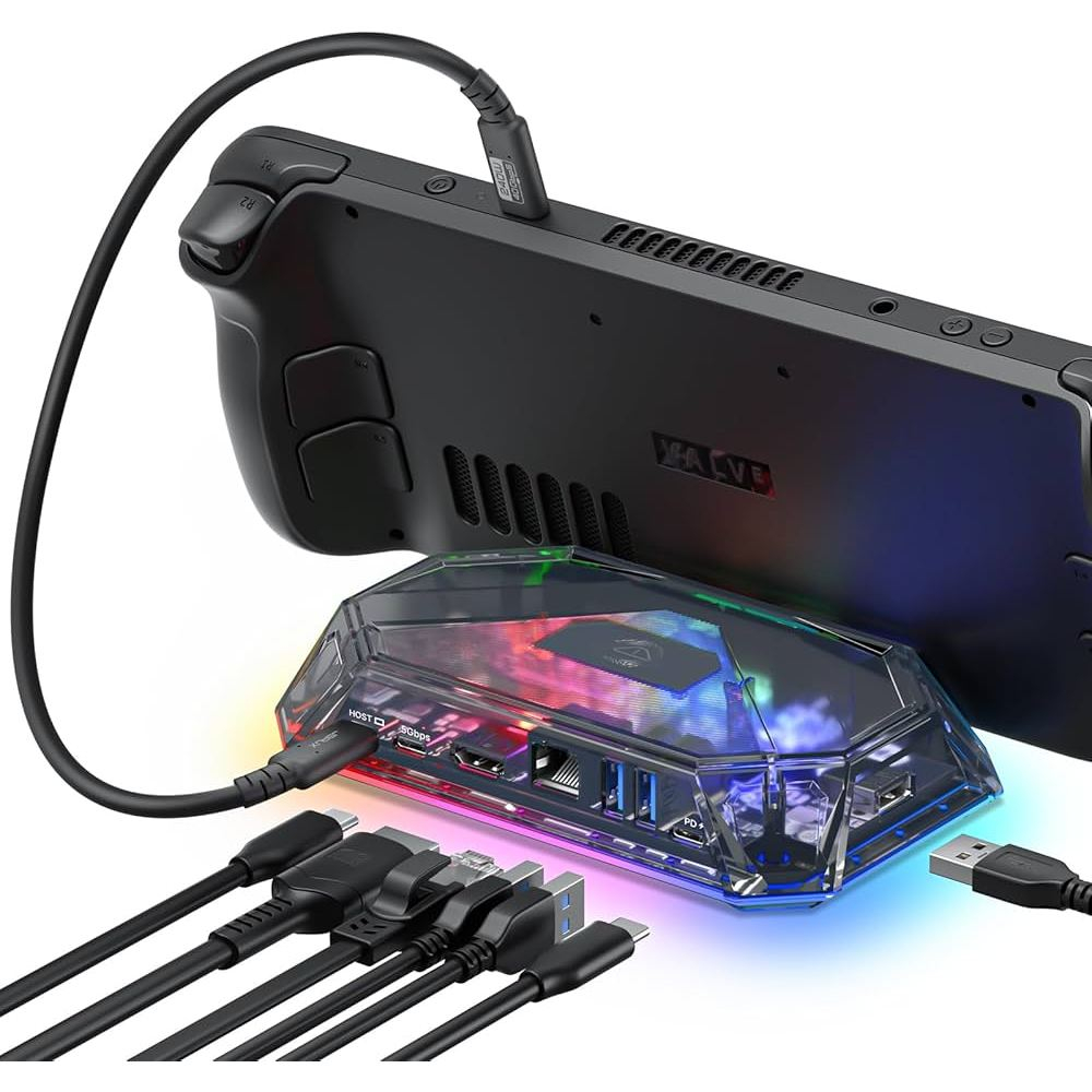 JSAUX Official RGB Dock 12 in 1, 8 in 1 สําหรับ Steam Deck OLED ROG Ally Legion Go พร้อม 4K ...