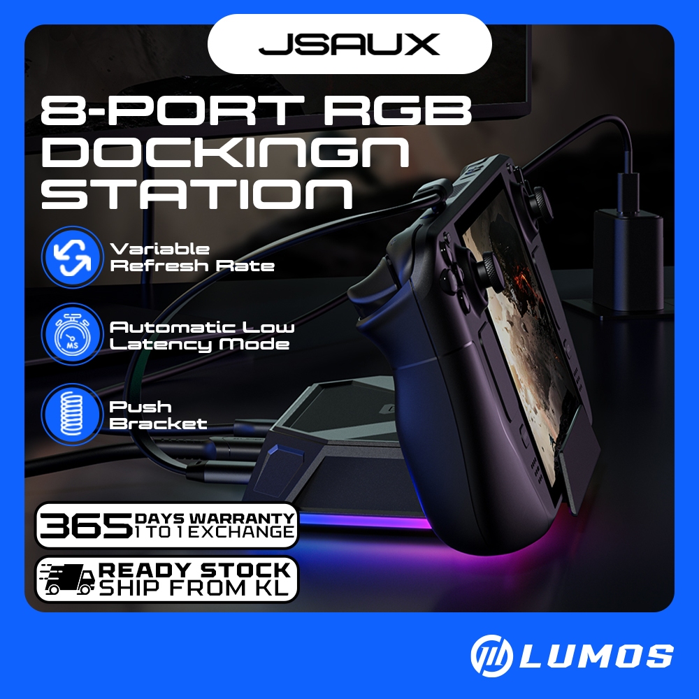 Jsaux HB0801 8-Port RGB Docking Station USB-C 8-in-1 อะแดปเตอร์มัลติฟังก์ชั่นพร้อม RGB HDMI 2.0 ...