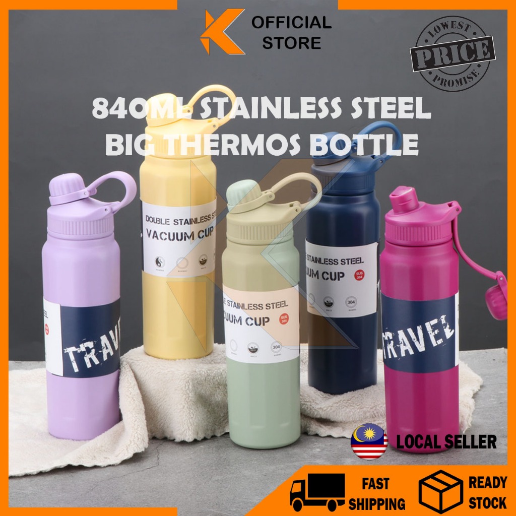 K-HomeproofTravel Tumbler 304 กระติกน้ําร้อนสแตนเลส 840ML ถ้วยใหญ่ขวดแก้วขวดขวด Air Viral Tahan ...