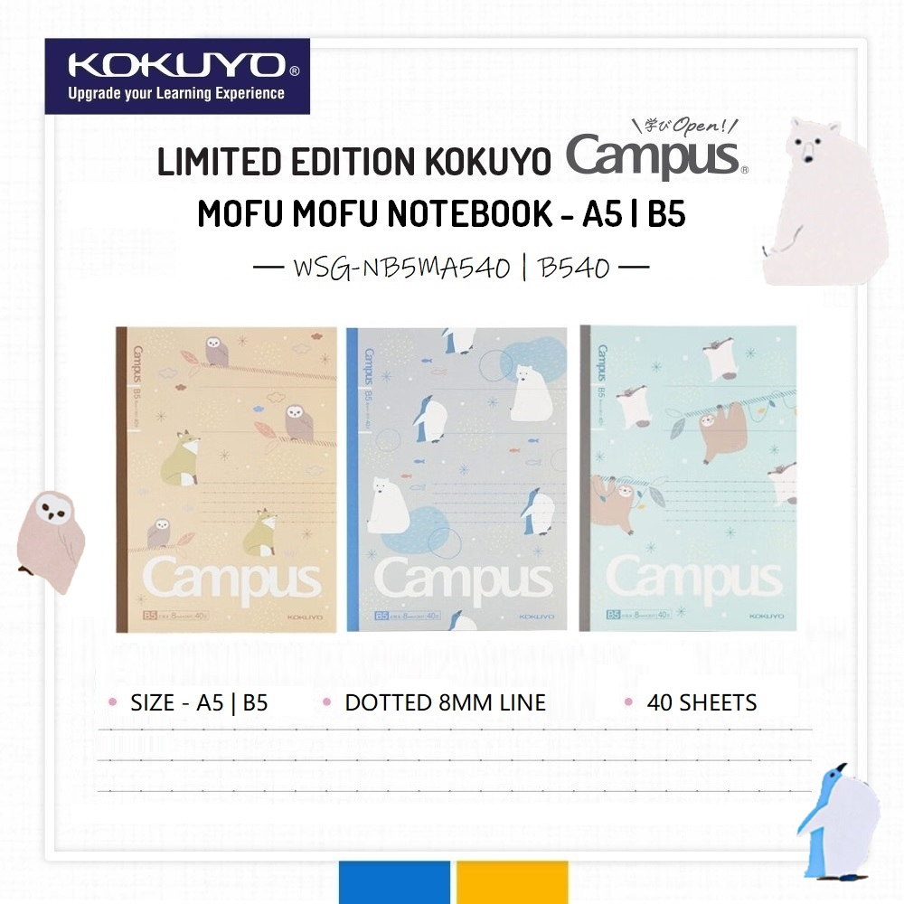 Kokuyo MOFU MOFU CAMPUS NOTEBOOK - DOTTED 8MM LINE - A5 B5 | Shopee Thailand