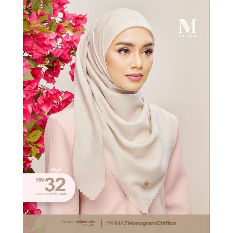 ฟรี & MINAZ HIJAB PLAIN CHIFFON MONOGRAM / TUDUNG VIRAL / TUDUNG ...