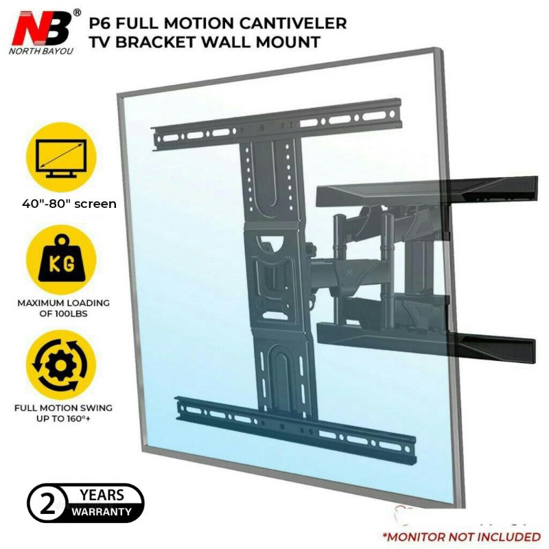 ใหม่ NB North Bayou P6 40"-80 "Full Motion Cantilever Wall Mount Tv ...