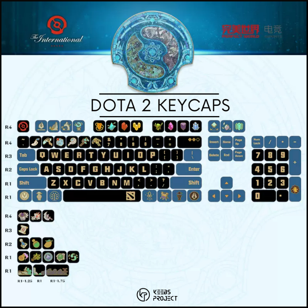 Dota 2 International TI Shine Thru Keycaps สําหรับคีย์บอร์ดแบบกลไก ...