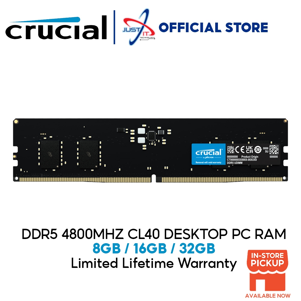 Crucial DDR5 4800MHZ CL40 DESKTOP PC RAM (8GB / 16GB / 32GB) | Shopee ...