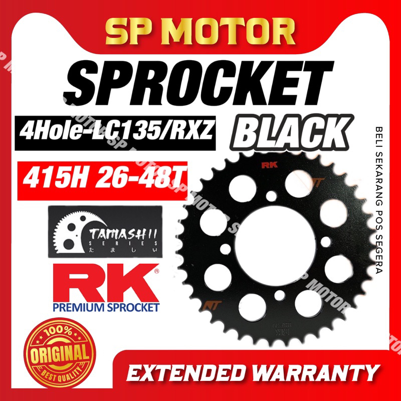 Rk TAMASHII SPROCKET 415 HARDEN STEEL BLACK LC135 Y100 Y110 RXZ Y125ZR LAGENDA 110 LAGENDA ZR ...