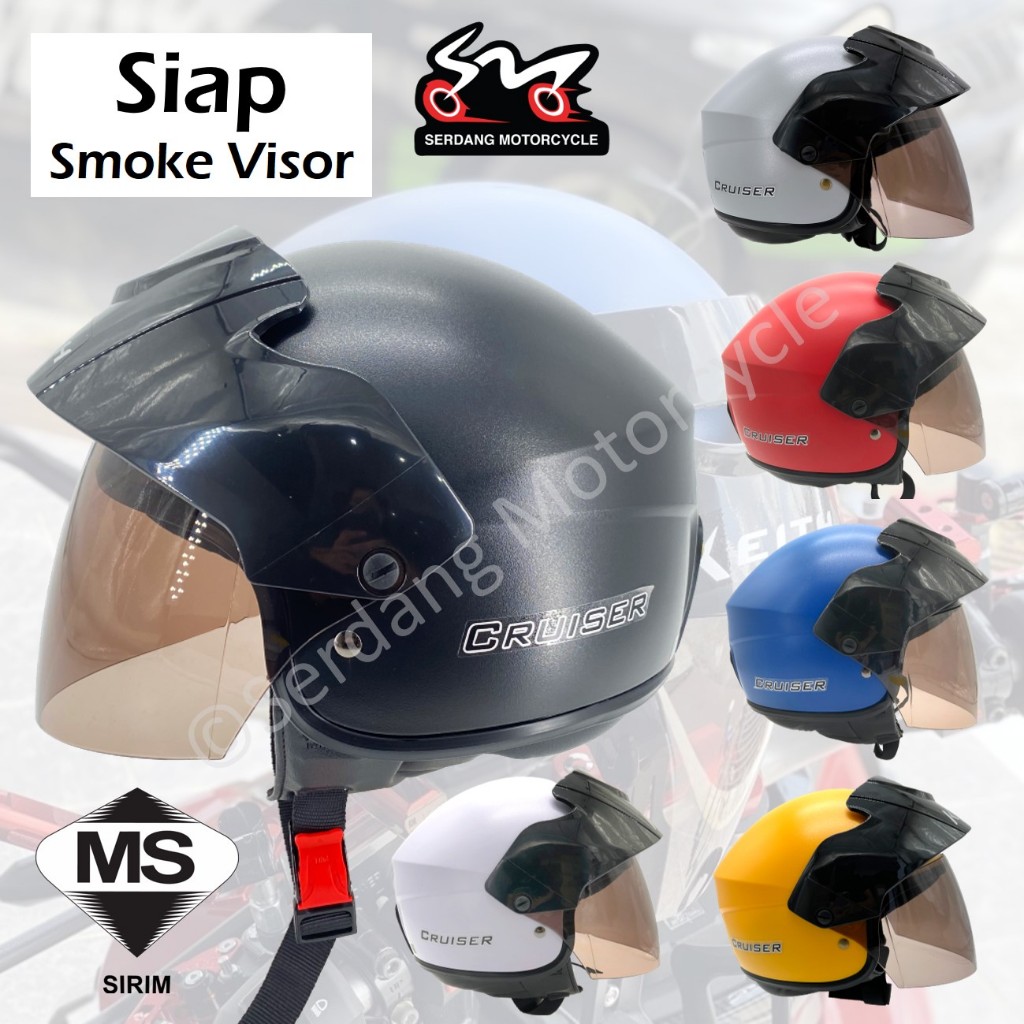 Keith Cruiser หมวกกันน็อค Topi Kelediparuh ความปลอดภัยควัน Tinted Visor ...