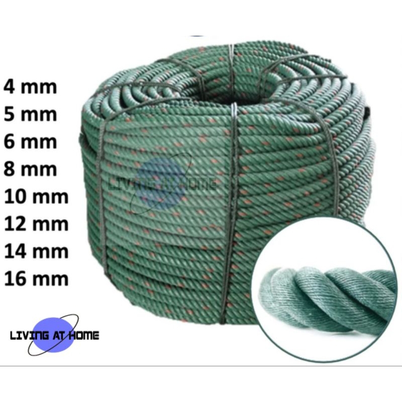Nylon Green PE Polyethylene Rope Tali Hijau 3mm / 4mm / 5mm / 6mm / 8mm / 10mm / 12mm (1KG ...