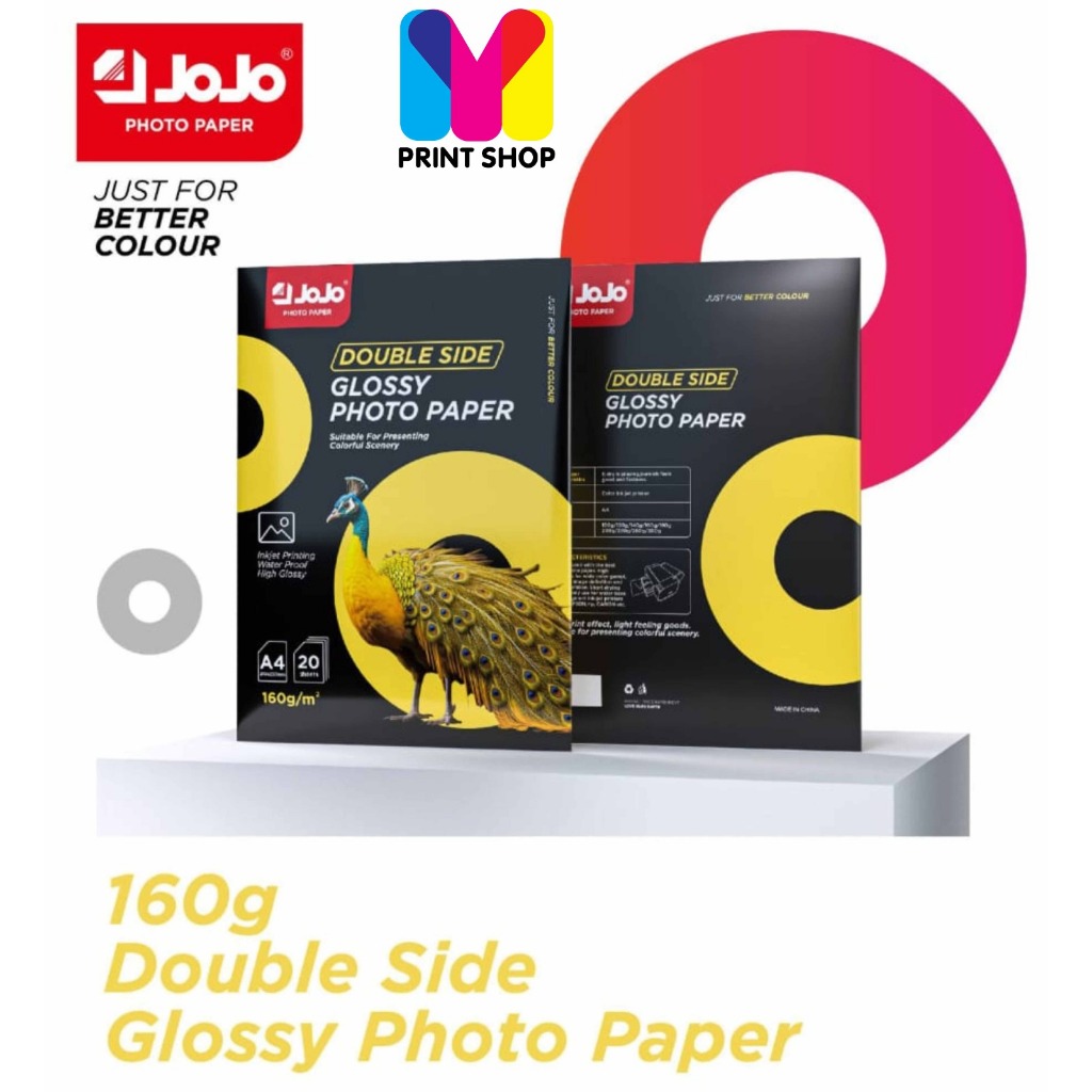 [ Double SIDED ] A4 JOJO WATER RESISTANT GLOSSY PHOTO PAPER 20S160gsm INKJET PRINTER | Shopee ...