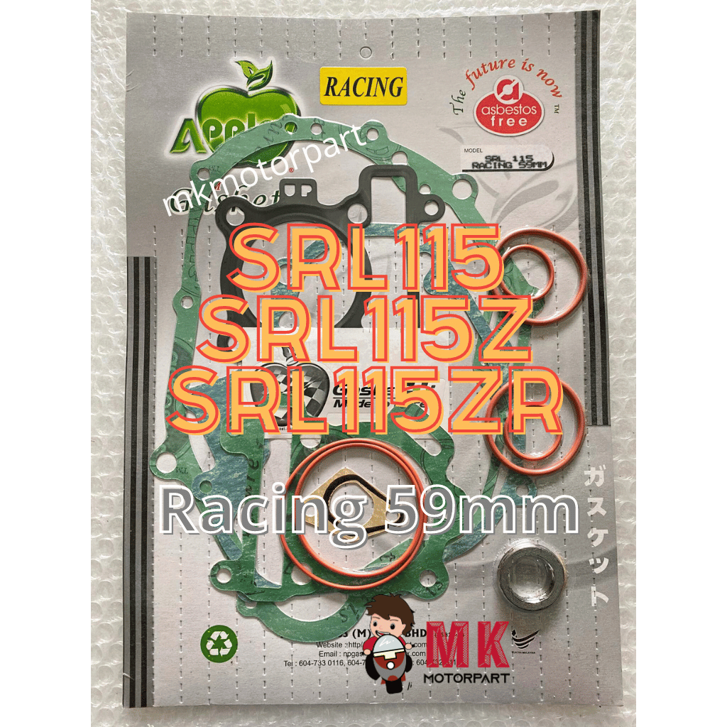 Racing 59mm Yamaha Lagenda115 ปะเก็นยกเครื่องครบชุดปะเก็น Apple SRL115 ...