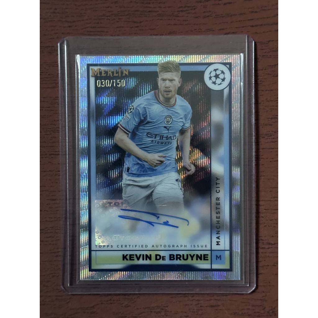 2022-23 Topps Merlin UEFA Kevin de Bruyne Auto /150 Wave Refractor AC-KDB Manchester City ...