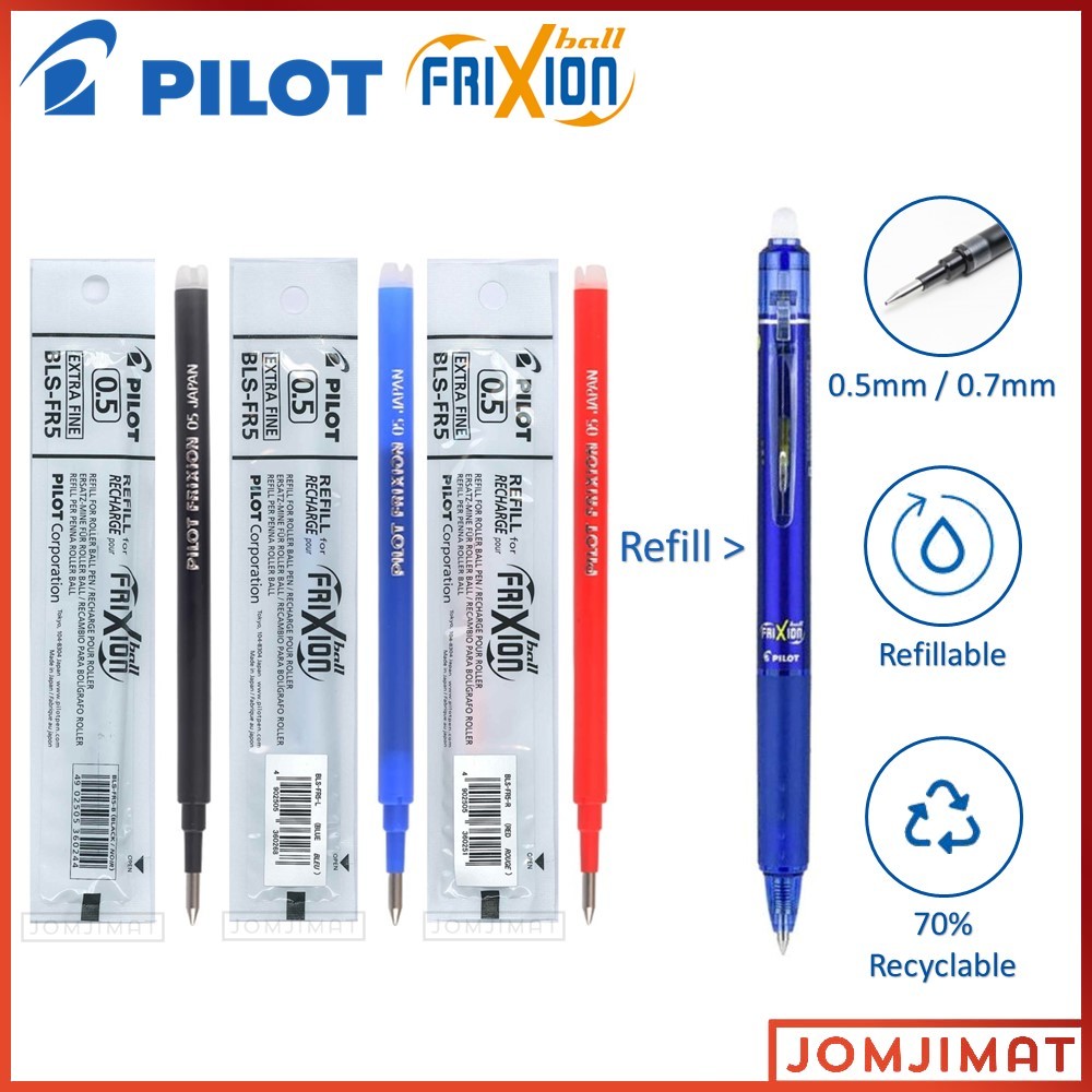 Pilot Frixion Ball Erasable Knock Pen Refill 0.5mm / 0.7mm LFBKRF / Pilot Frixion Ball Pen ...