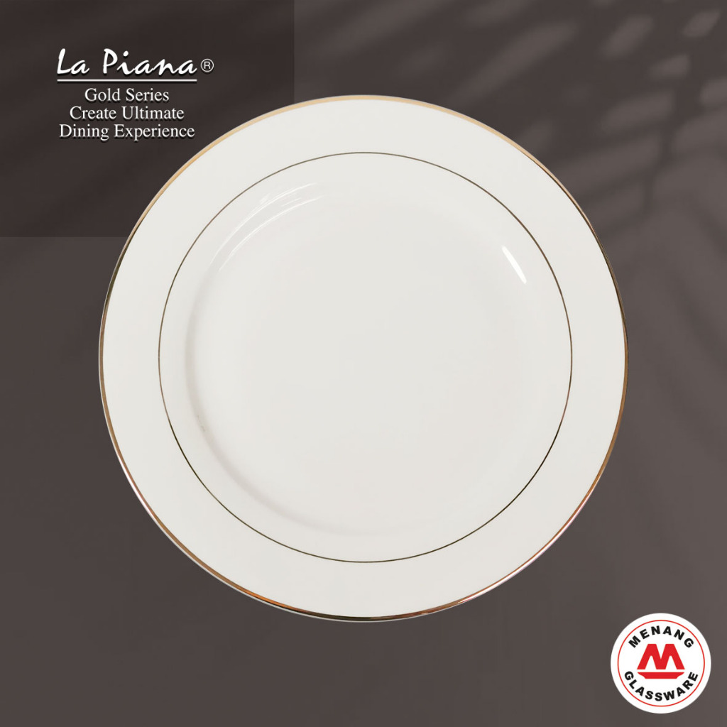 La Piana Cream Gold Line Series Dinner Plate/Fine Porcelain Pinggan ...