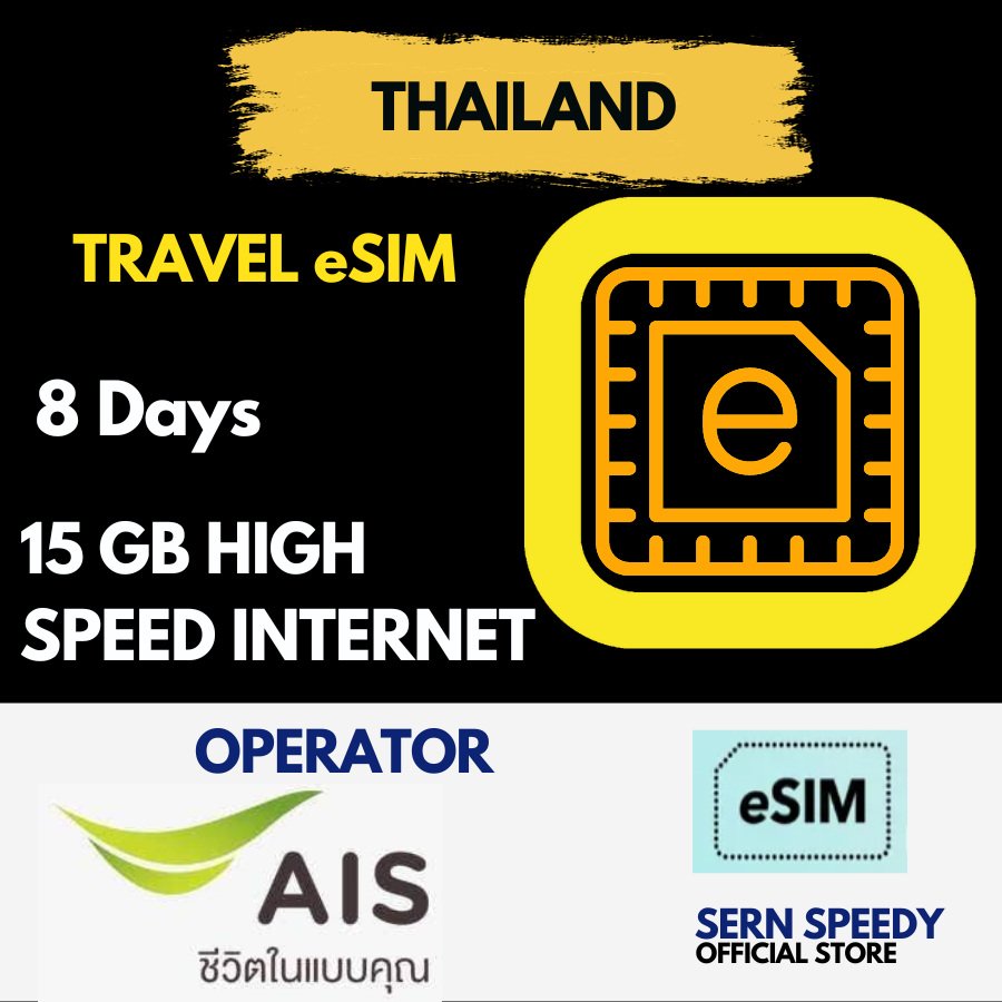 แผนท่องเที่ยว eSIM AIS 8days 15GB ประเทศไทยพร้อม eSIM 卡网 | Shopee Thailand