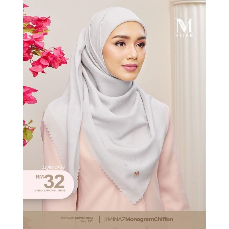 ฟรี & MINAZ HIJAB PLAIN CHIFFON MONOGRAM / TUDUNG VIRAL / TUDUNG ...