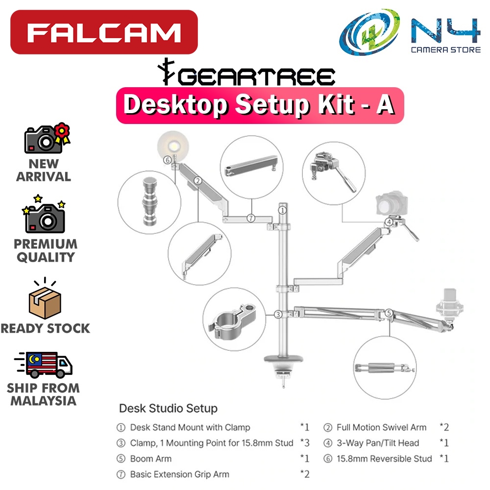 Falcam Geartree Desk Studio Setup Kit วิดีโอสั้น Live Room Set Light ...