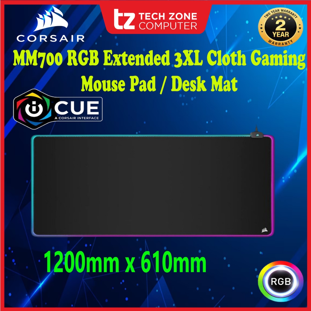 Corsair MM700 RGB Extended 3XL แผ่นรองเมาส์สําหรับเล่นเกมผ้า / แผ่นรอง ...