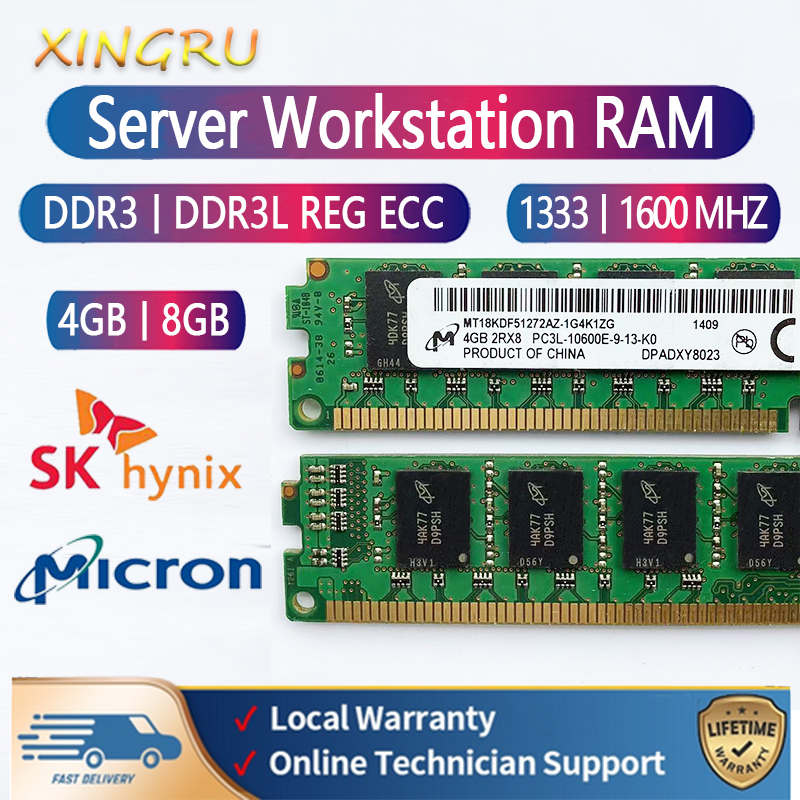 หน่วยความจําเวิร์กสเตชันเซิร์ฟเวอร์ 4GB 8GB RAM DDR3 DDR3L 10600R 12800E ECC REG Hynix Micron ...