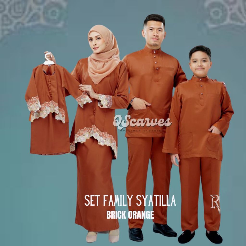 [brick Orange/oren bata] SET FAMILY SEDONDON SYATILLA KURUNG MODEN BAJU ...