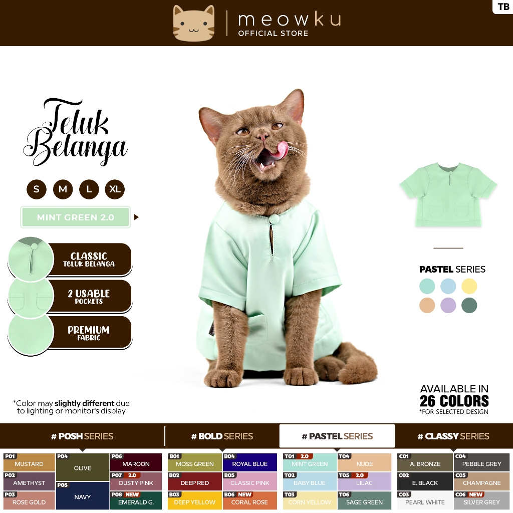 Meowku Telk Belanga (เสื้อผ้าแมวรยา) - สีพาสเทล Series | Shopee Thailand