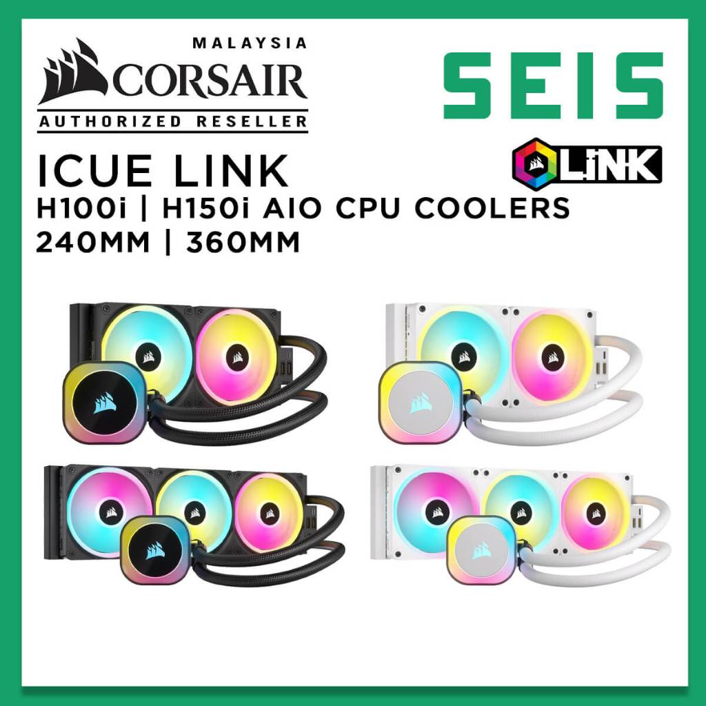 Corsair iCUE Link H100i H150i RGB พัดลมระบายความร้อน CPU ของเหลว สีดํา ...