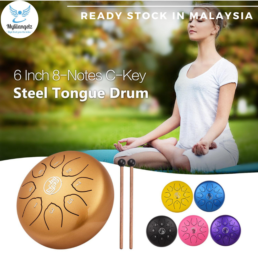 Mylilangelz 6 นิ้วลิ้นเหล็กกลอง Handpan กลอง 8-หมายเหตุ C-Key ...