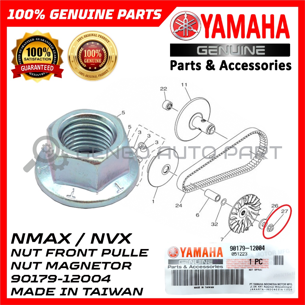 Yamaha NMAX V2 NVX V2 NUT FRONT PULLEY NUT MAGNETOR [90179-12004 YAMAHA ...