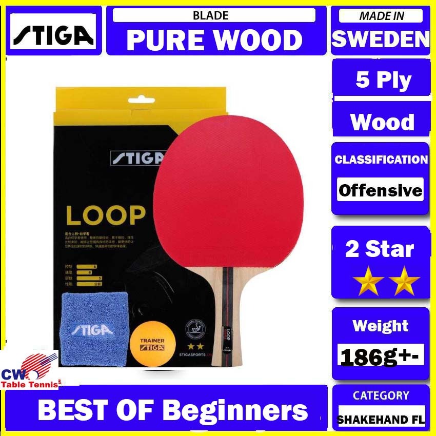 Stiga LOOP 2 STAR MADE ไม้ปิงปอง Ping Pong Racket Paddle Best Of ...