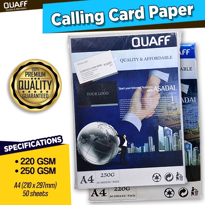 Quaff Calling Card Matte Inkjet Paper A4 ขนาด Slaster กระดาษนามบัตร ...